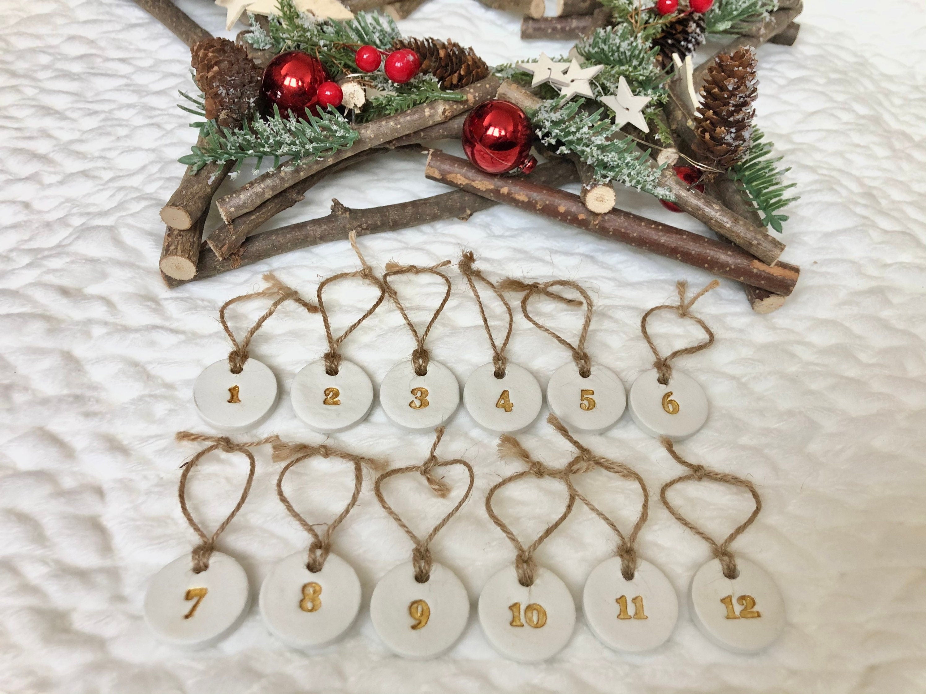 12 Advent Calendar Tags, Reusable Advent Calendar Numbers, 12 Days of ...
